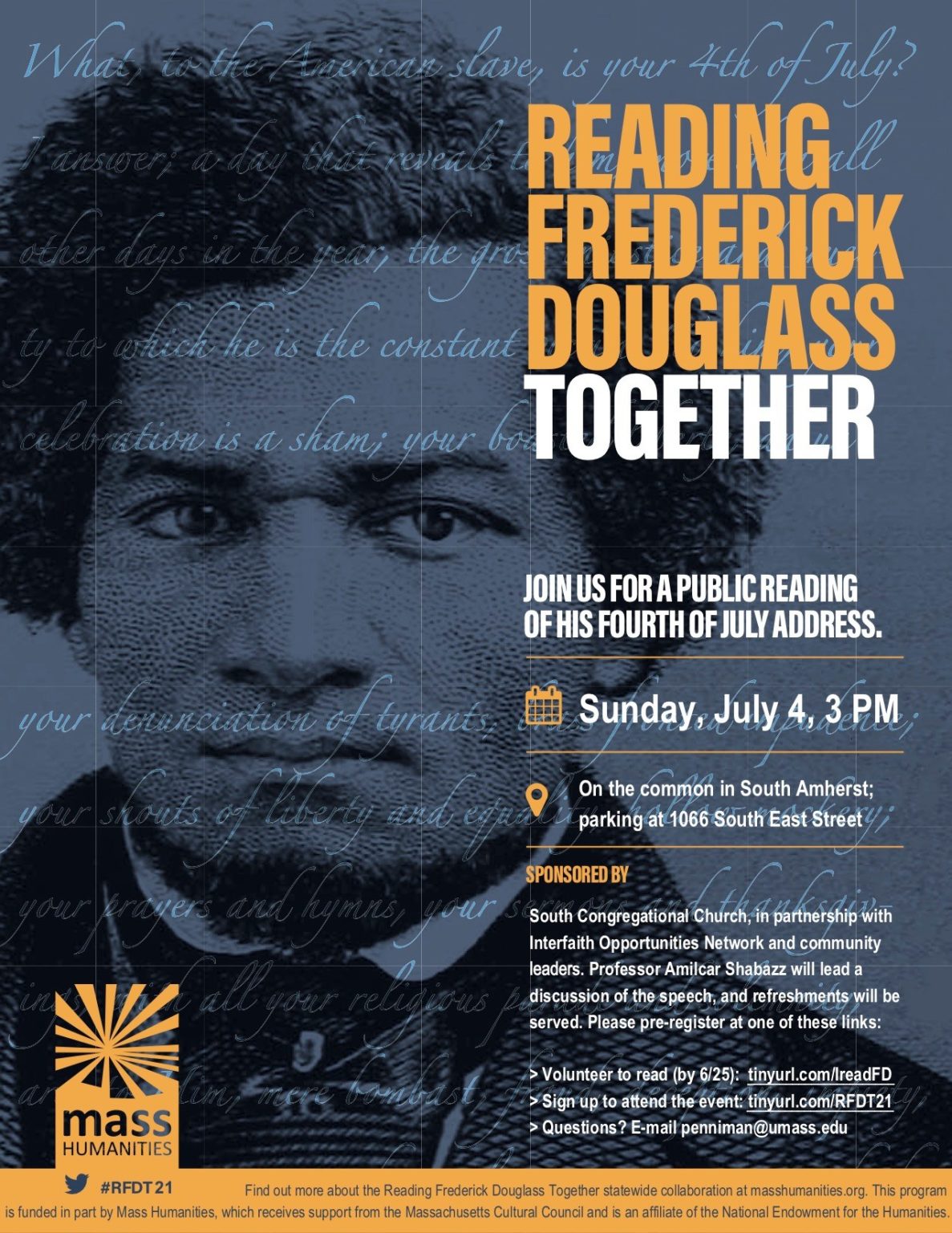 Community Reading Of Frederick Douglass – July 4 – South Amherst Common ...